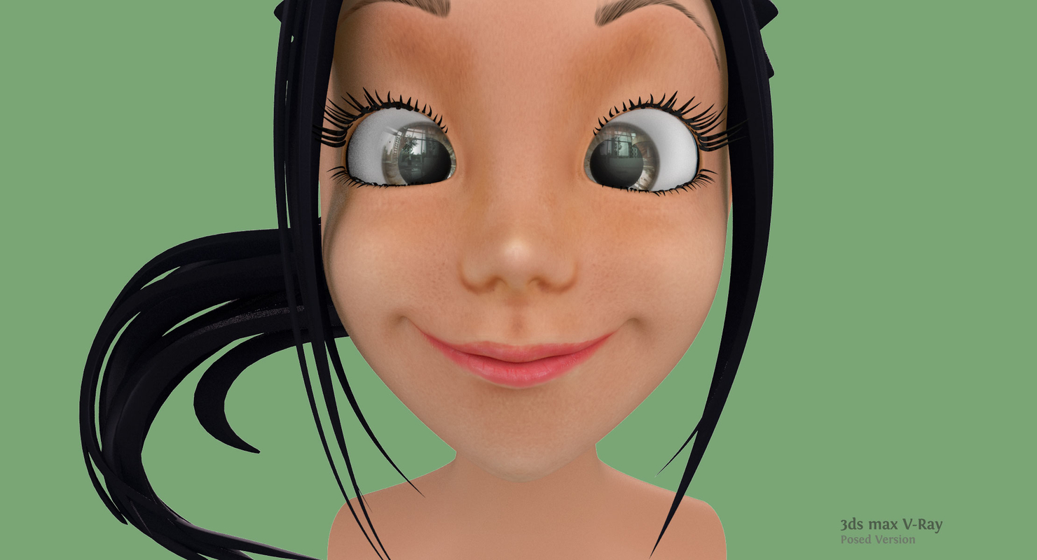 3d cartoon female head face model