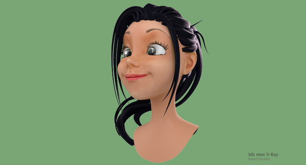 3d cartoon female head face model