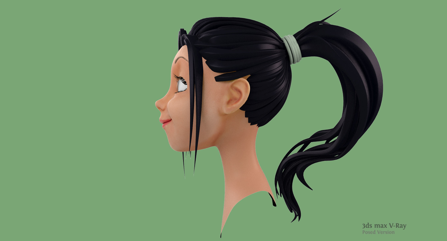 3d cartoon female head face model