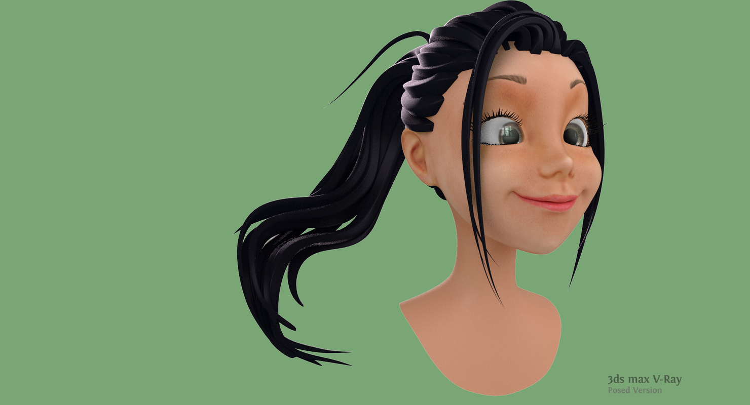 3d cartoon female head face model