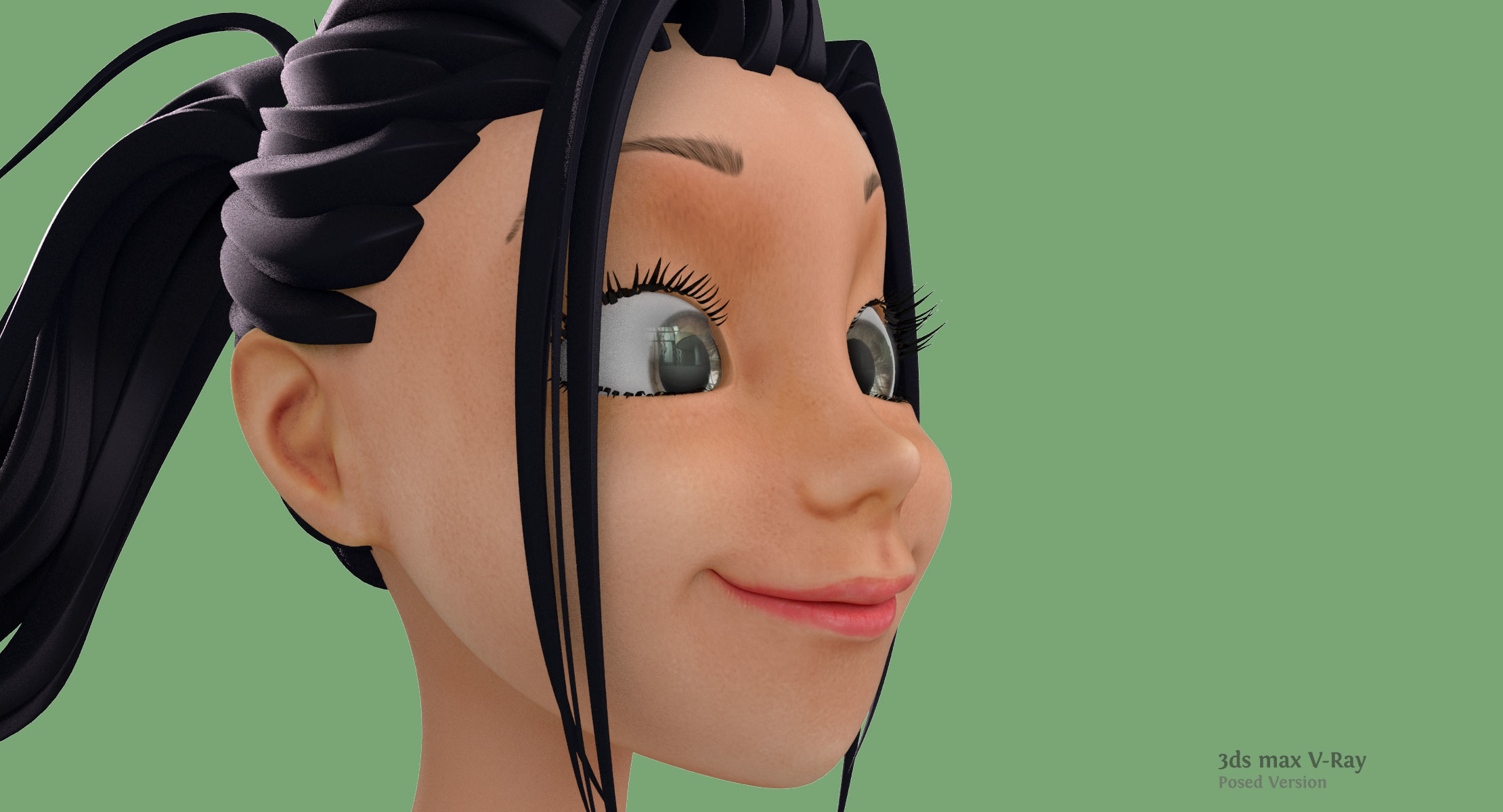 3d cartoon female head face model