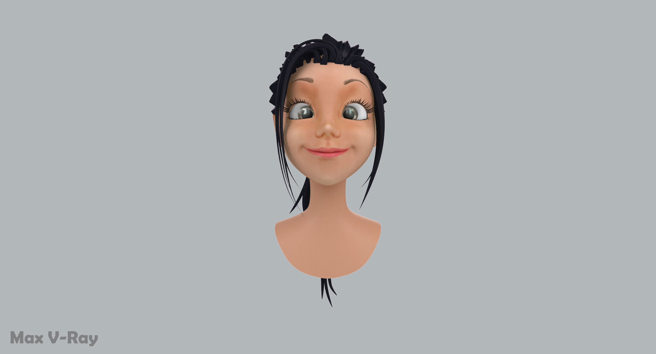 3d cartoon female head face model