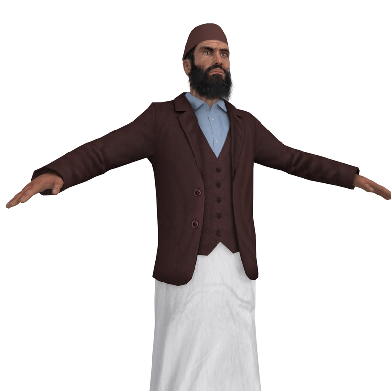 3d arab man pack building house model
