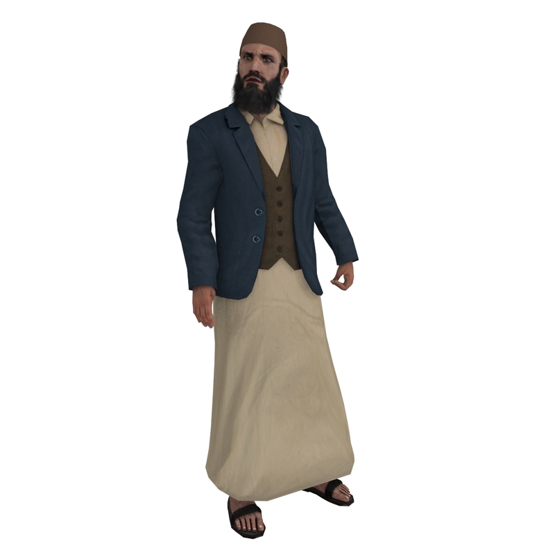 3d arab man pack building house model