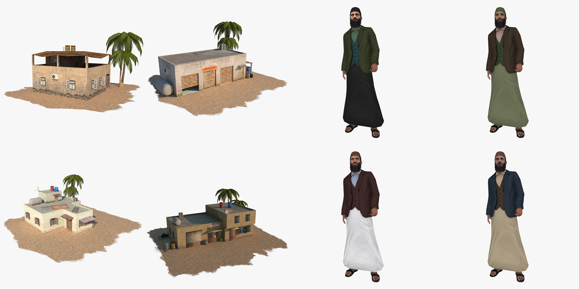 3d arab man pack building house model
