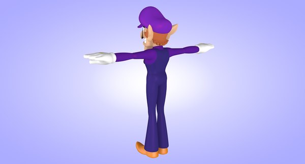 waluigi cartoon character 3d model
