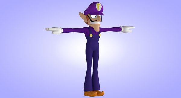waluigi cartoon character 3d model