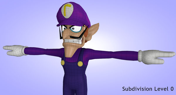 waluigi cartoon character 3d model