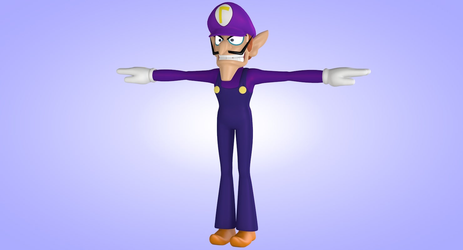 3d model waluigi rigged cartoon