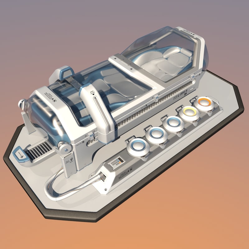 obj futuristic sci fi cryopod