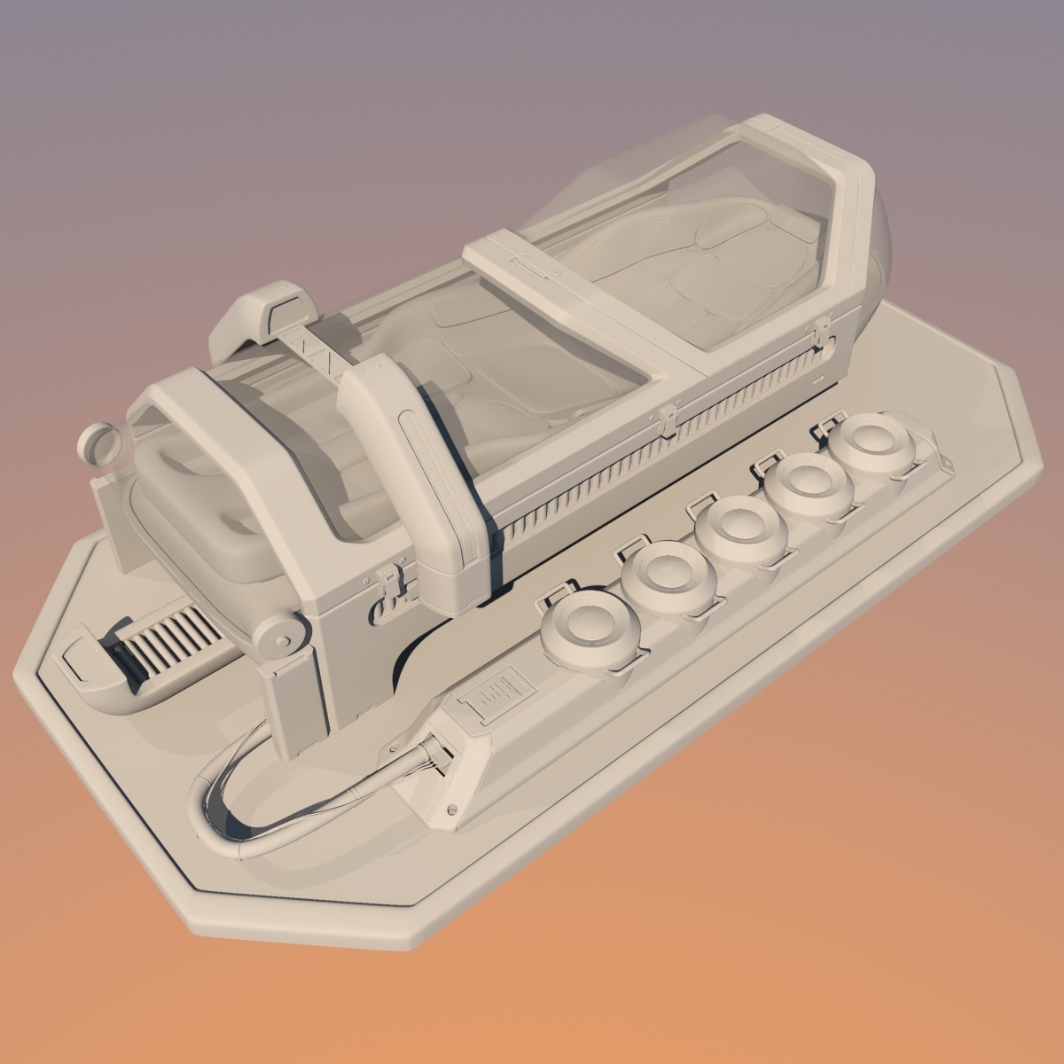 obj futuristic sci fi cryopod