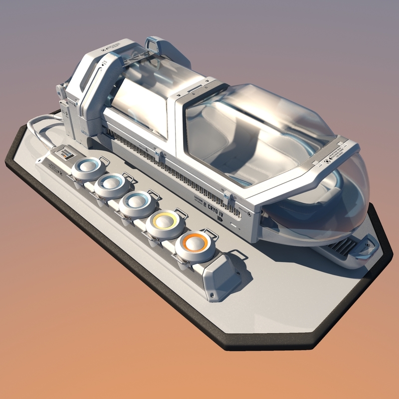 obj futuristic sci fi cryopod