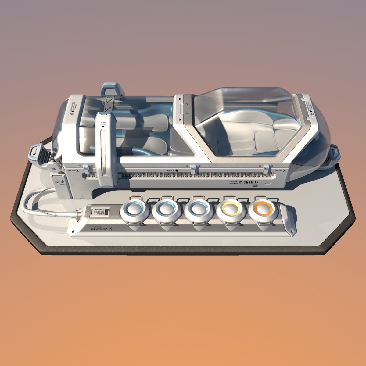 obj futuristic sci fi cryopod