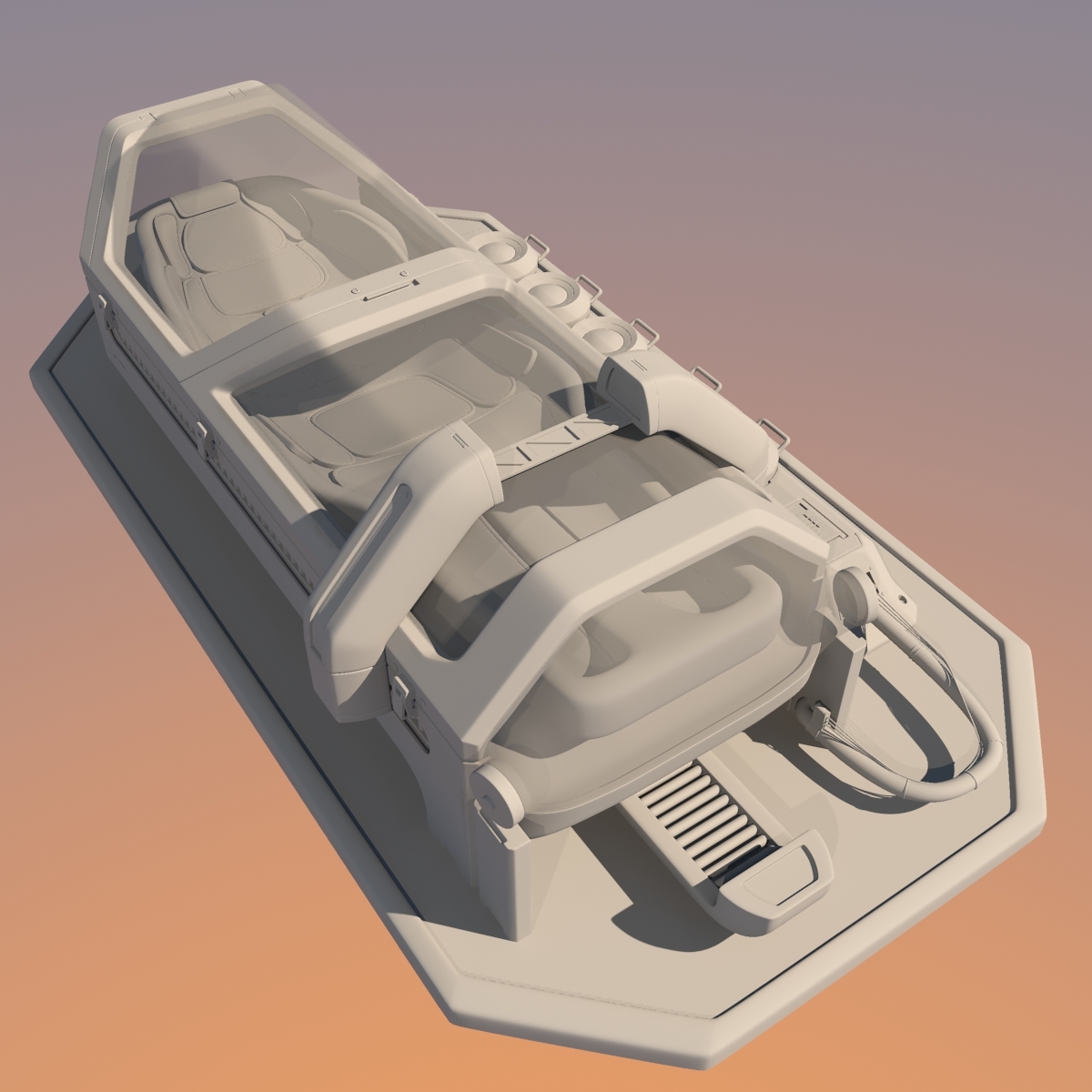 obj futuristic sci fi cryopod