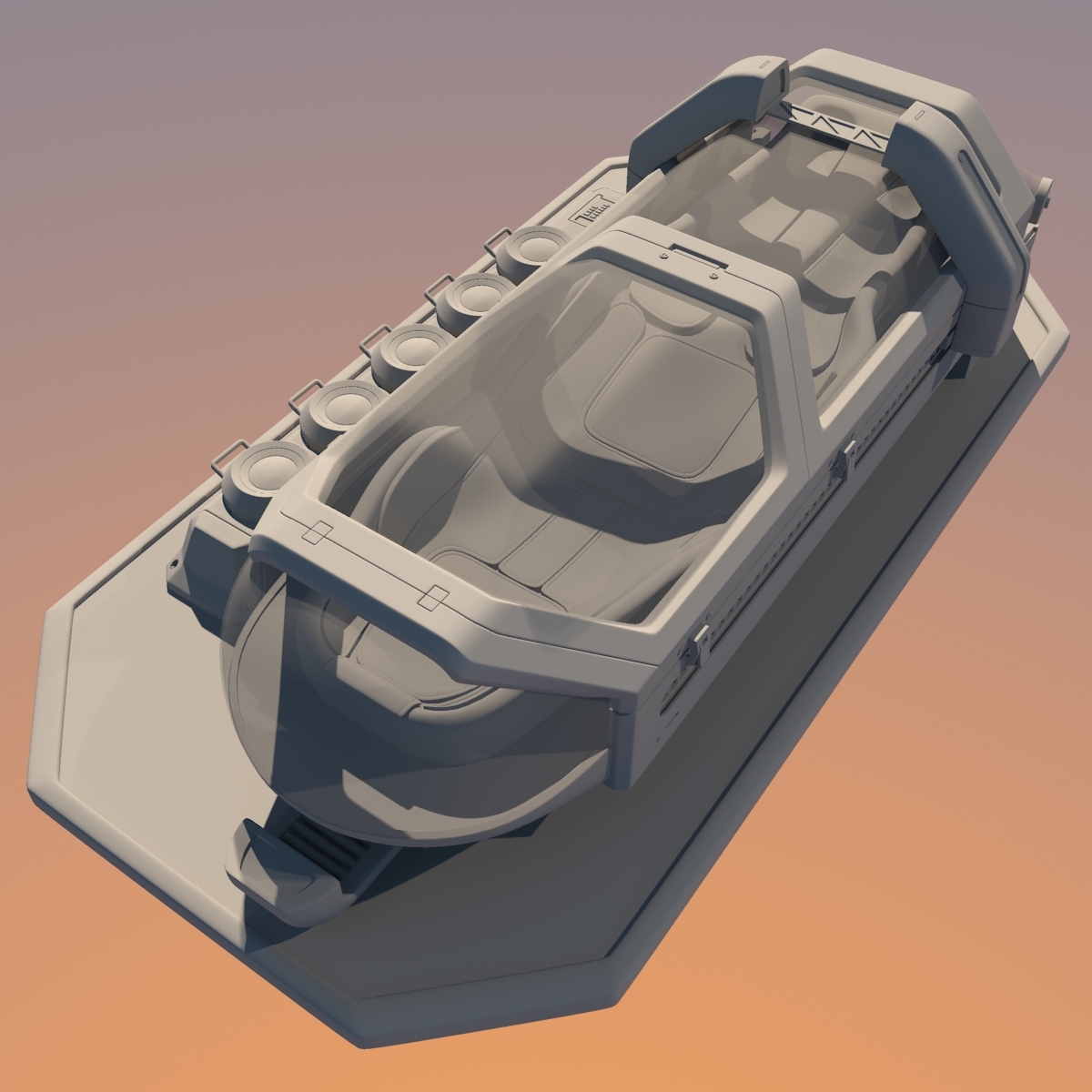 obj futuristic sci fi cryopod
