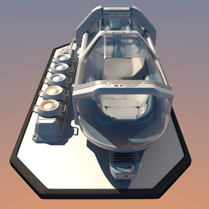 obj futuristic sci fi cryopod