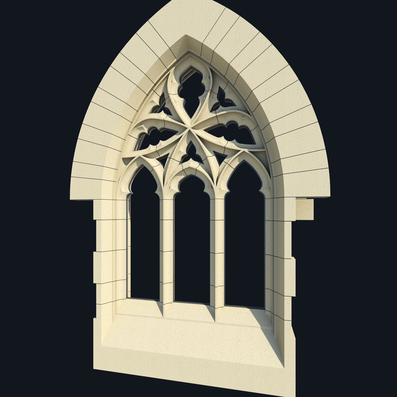 small arched gothic window 3ds
