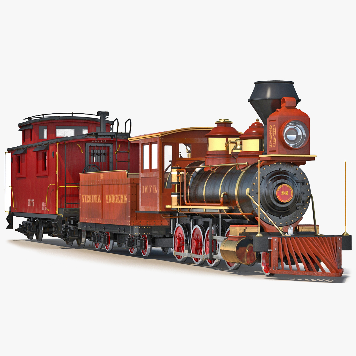 3d model steam train caboose