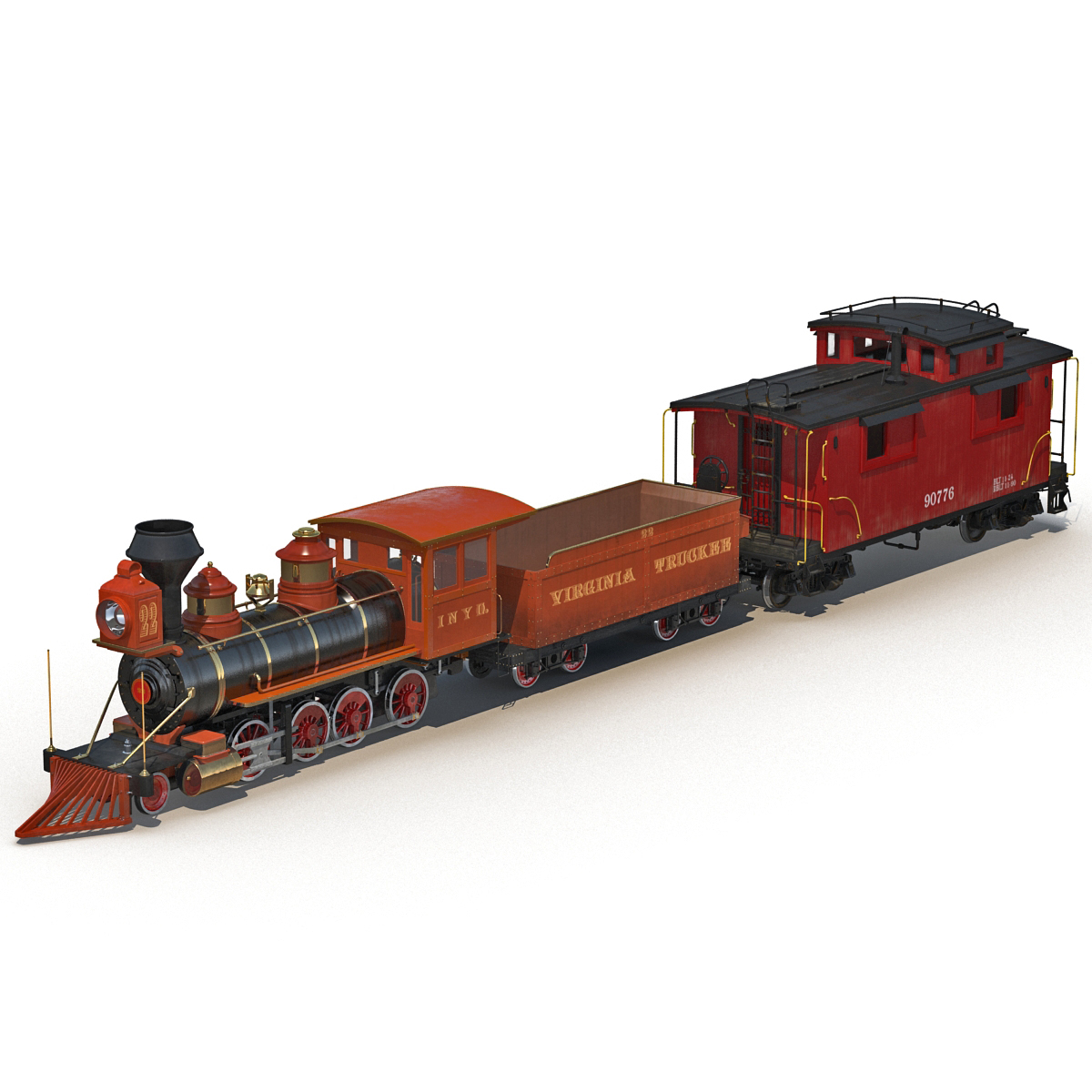 3d model steam train caboose