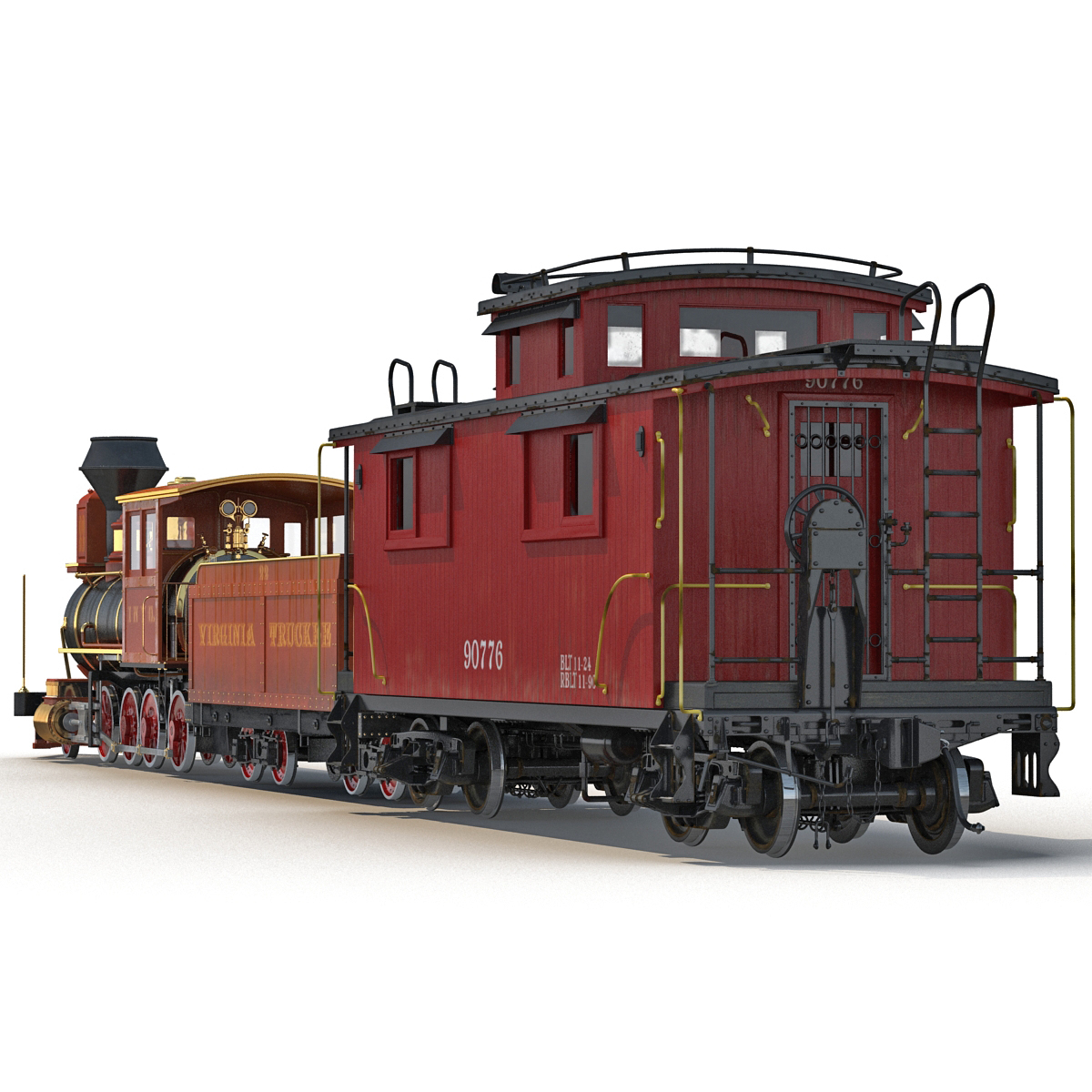 3d model steam train caboose