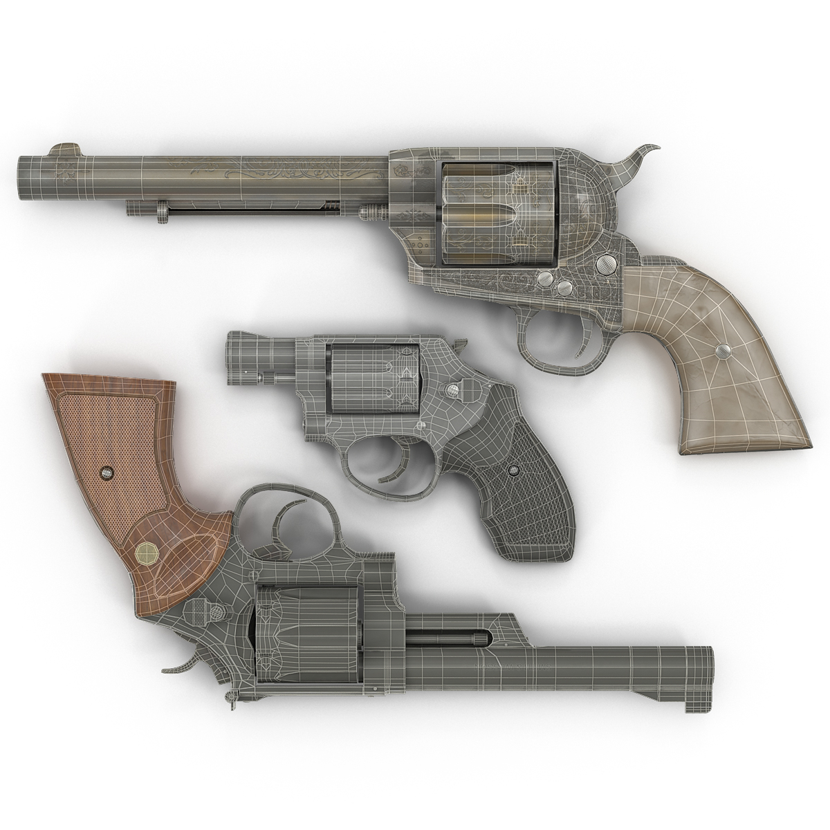 3d revolvers realistic