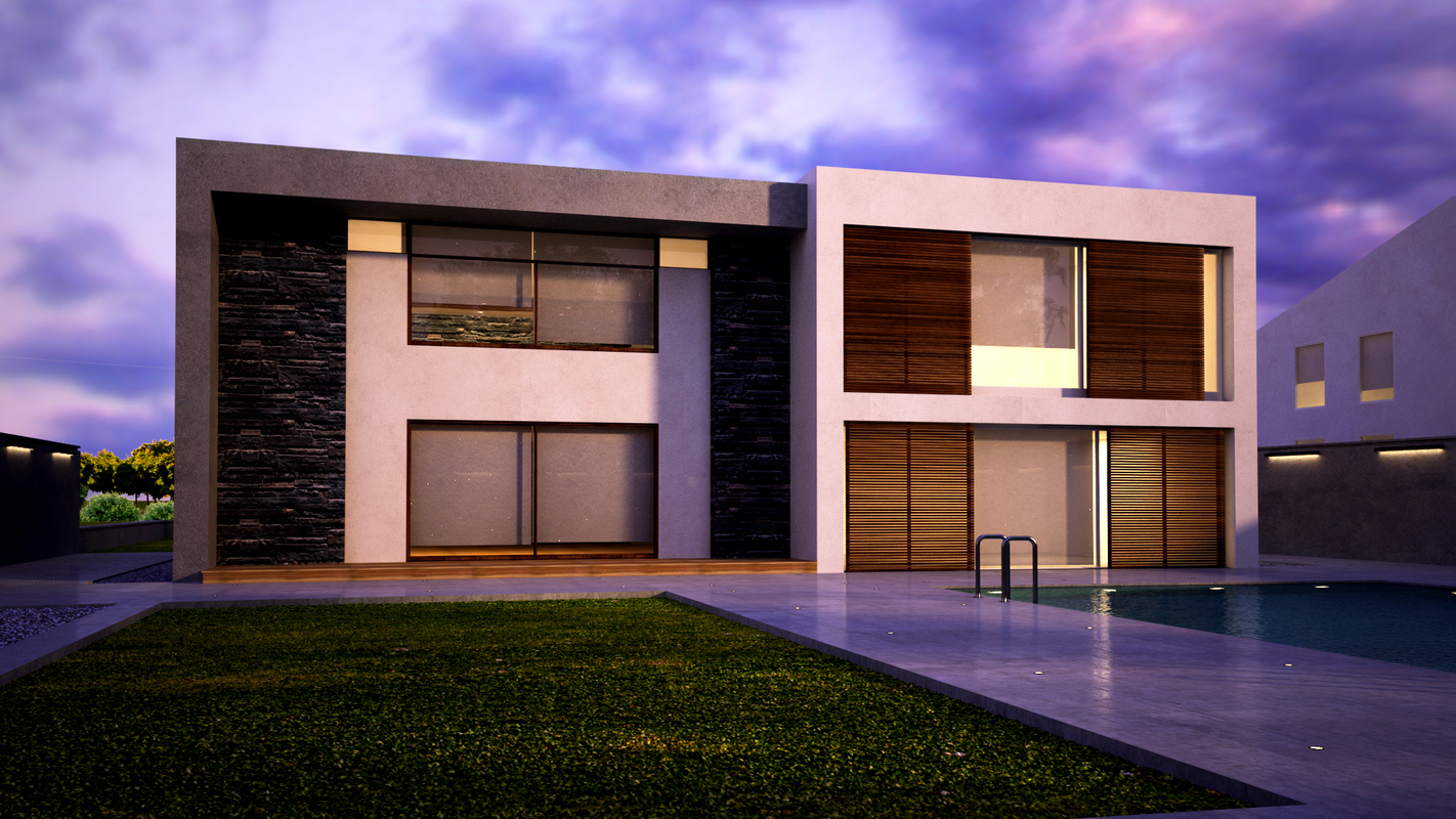 3d residence house garden model
