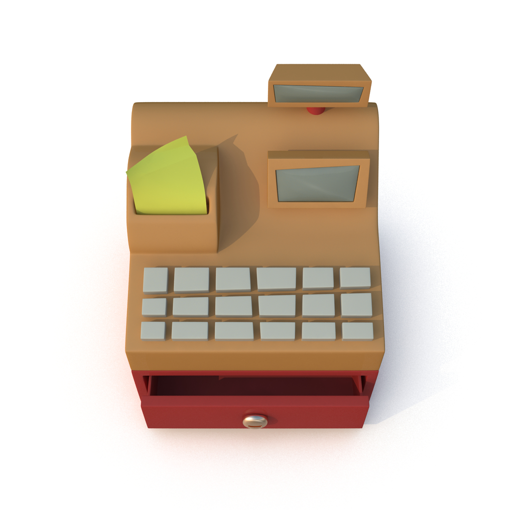 stylized cartoon cash register obj