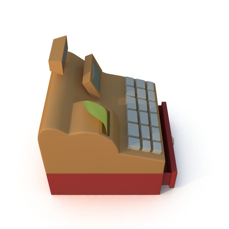 stylized cartoon cash register obj