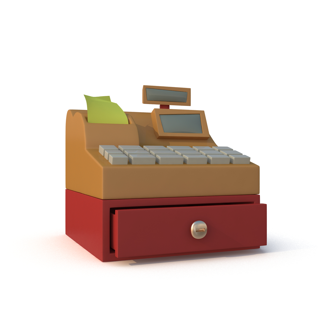 stylized cartoon cash register obj