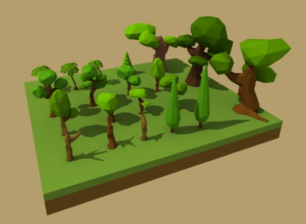 3d model cartoon trees landscapes