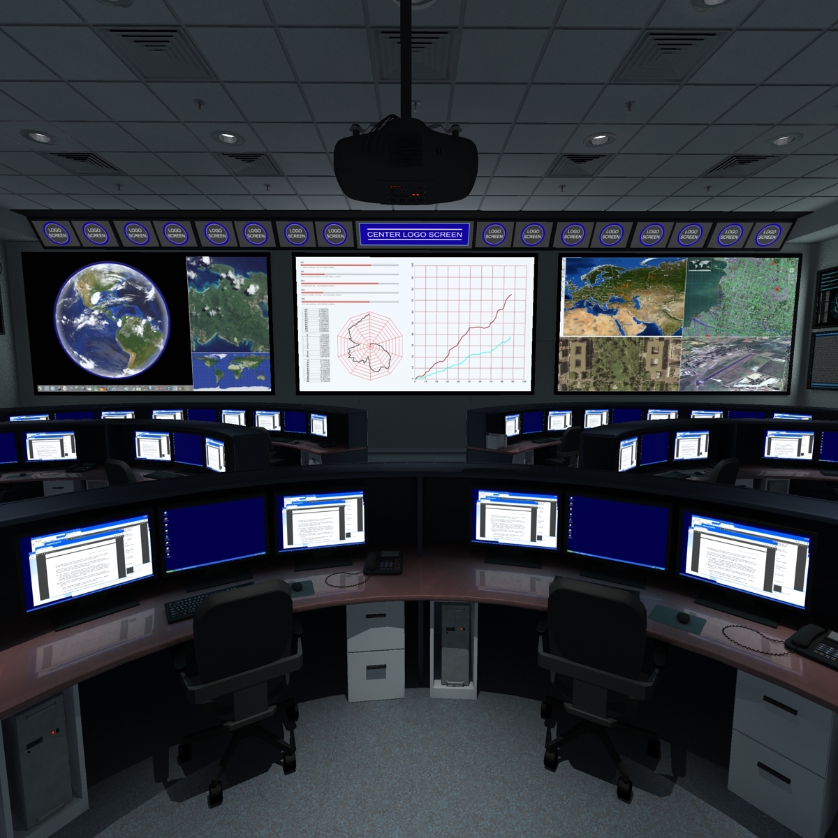 3d command center office room model