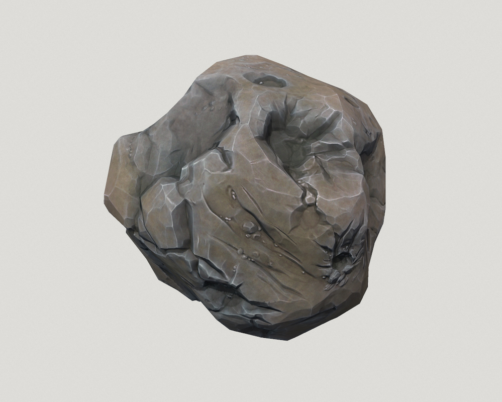 3d low-poly blue asteroid model
