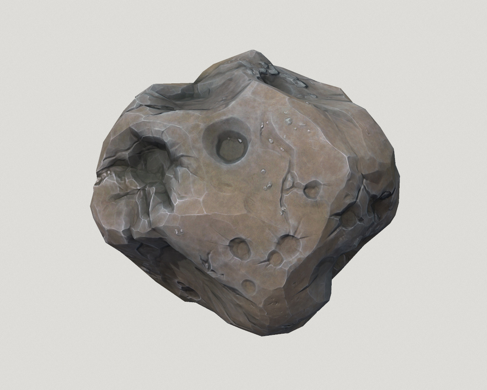 3d low-poly blue asteroid model