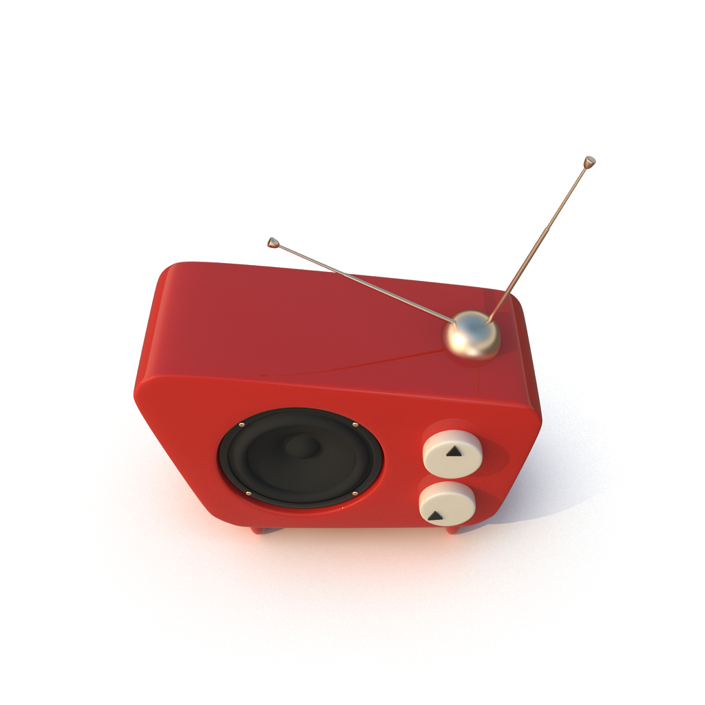 3d model of stylized cartoon radio
