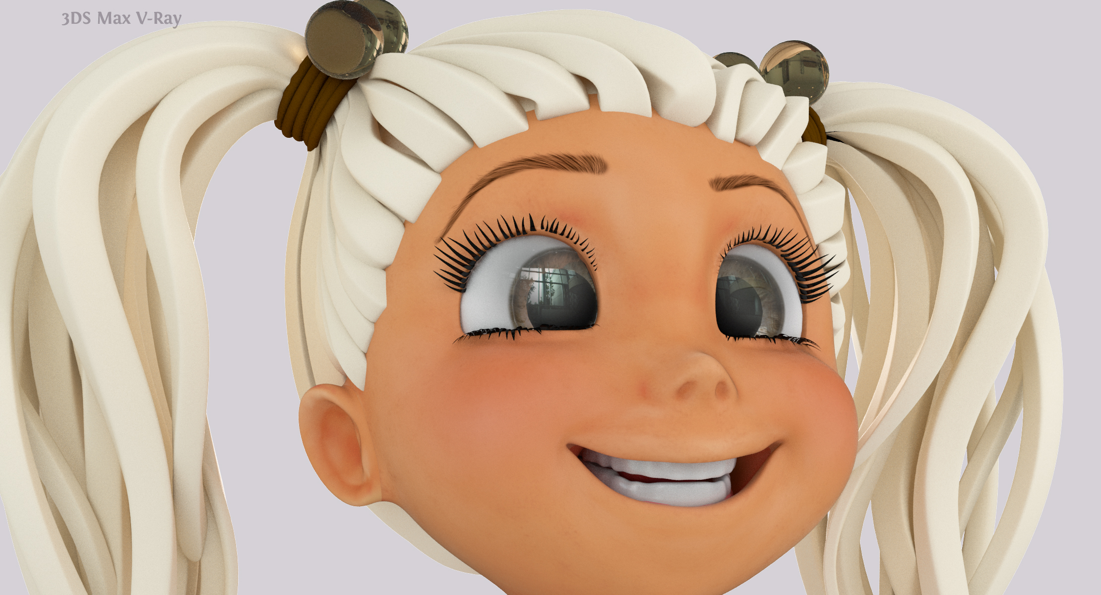 cartoon girls head face 3d model