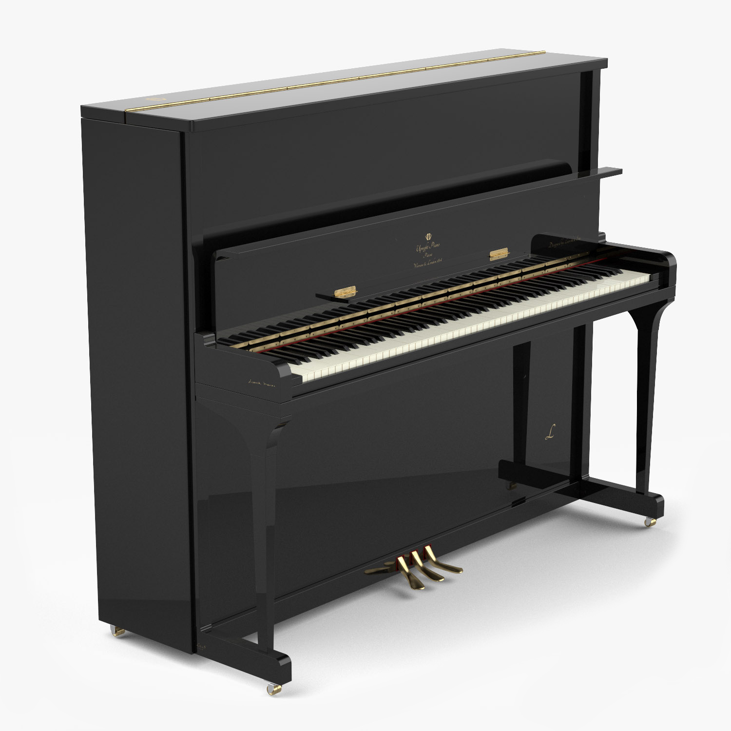 3d model black piano upright 1