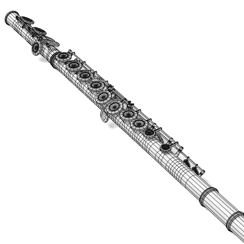 silver flute 3d model
