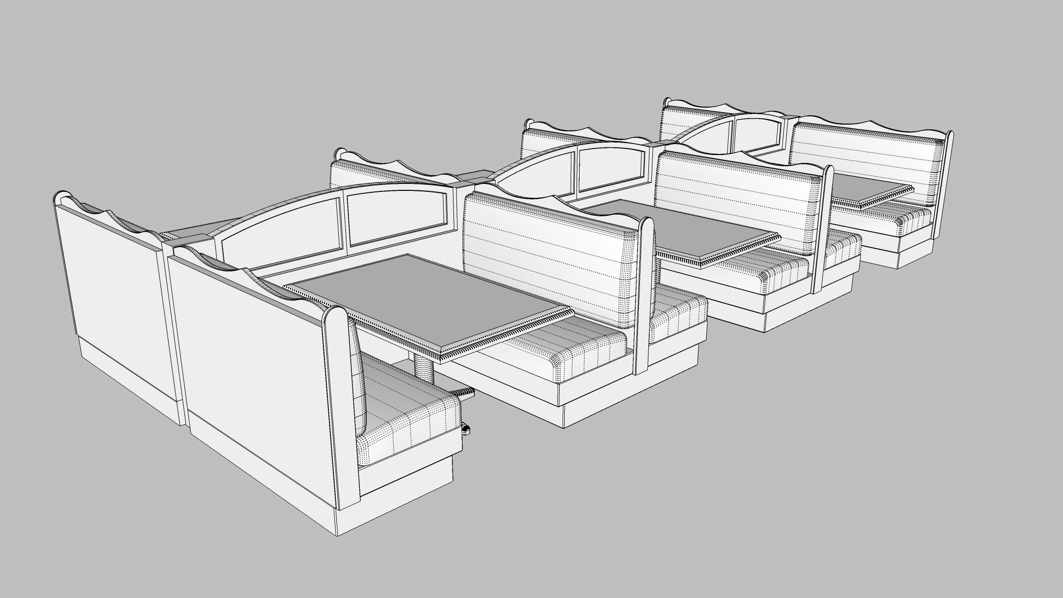 3d restaurant booth tables model