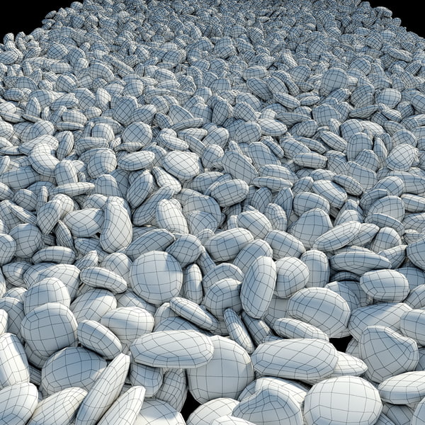 3d white pebbles model