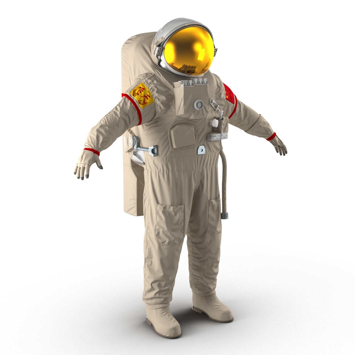 3d chinese astronaut wearing space suit model