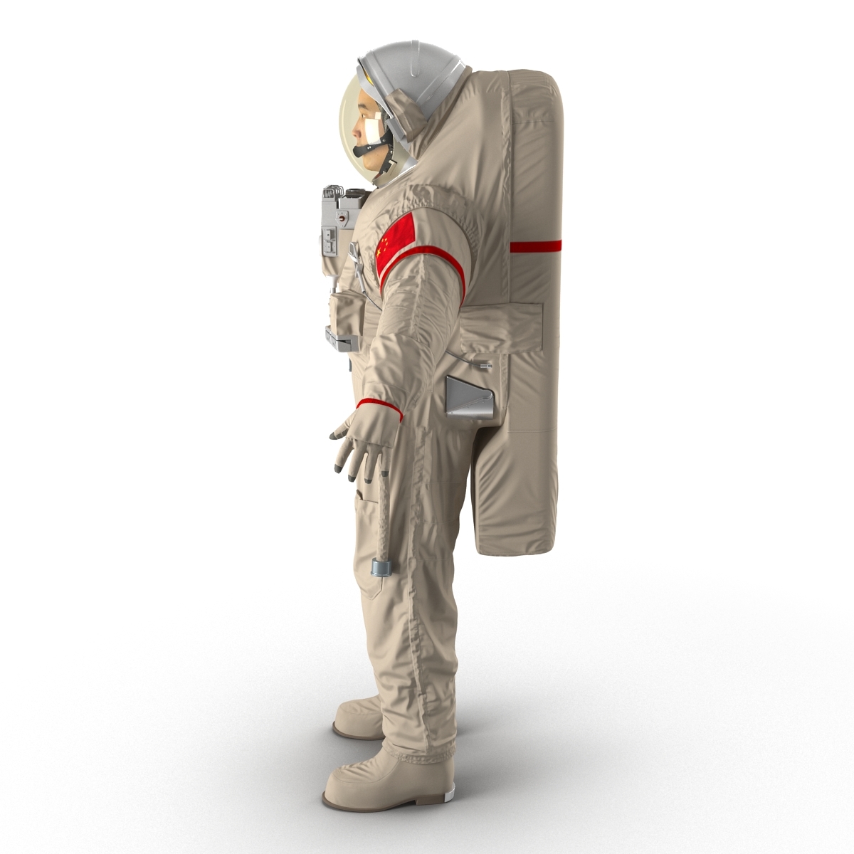 3d chinese astronaut wearing space suit model
