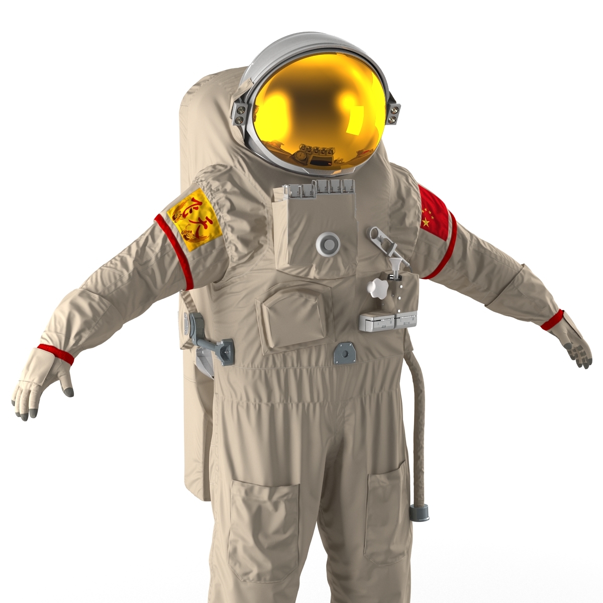 3d chinese astronaut wearing space suit model