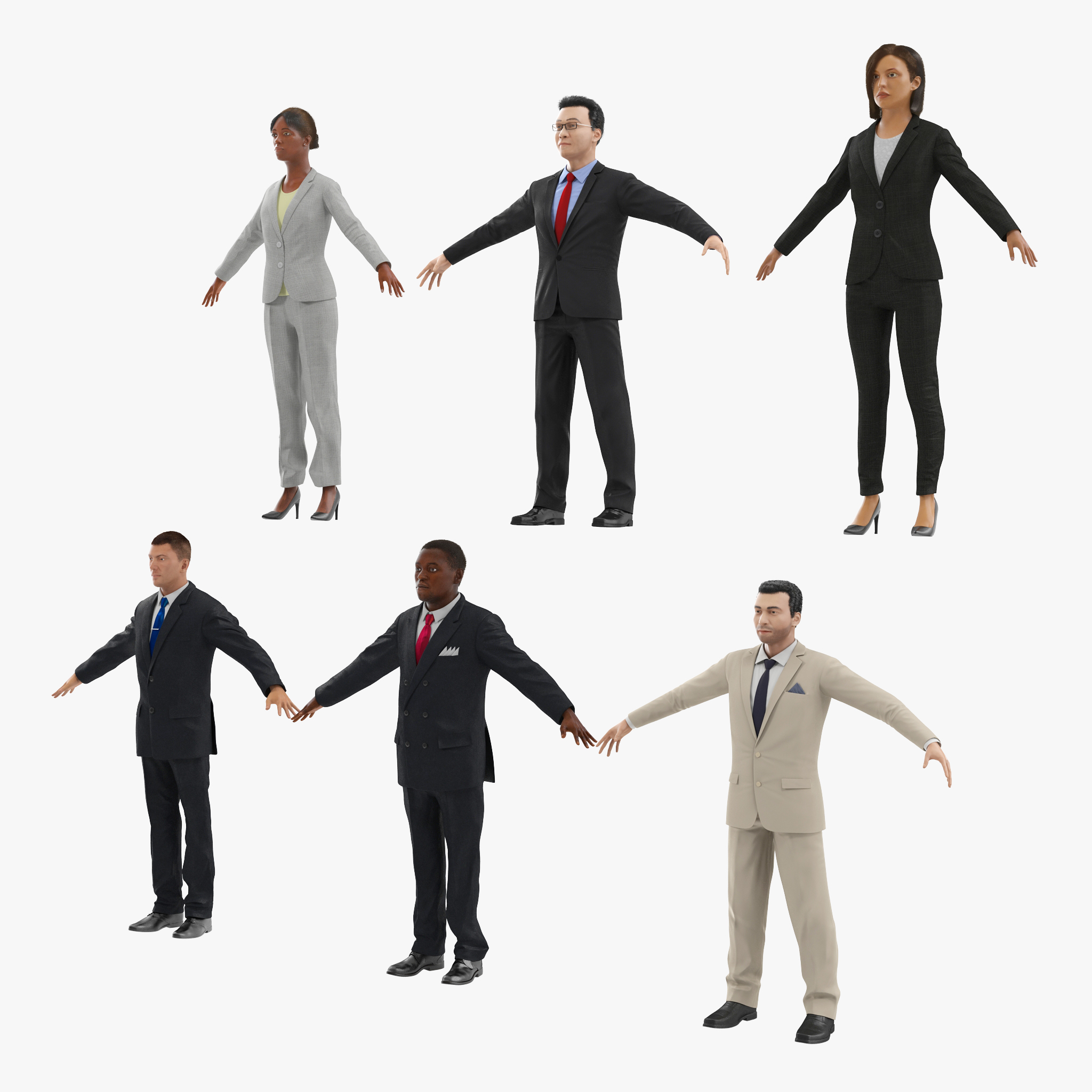 rigged business people businessman 3d model