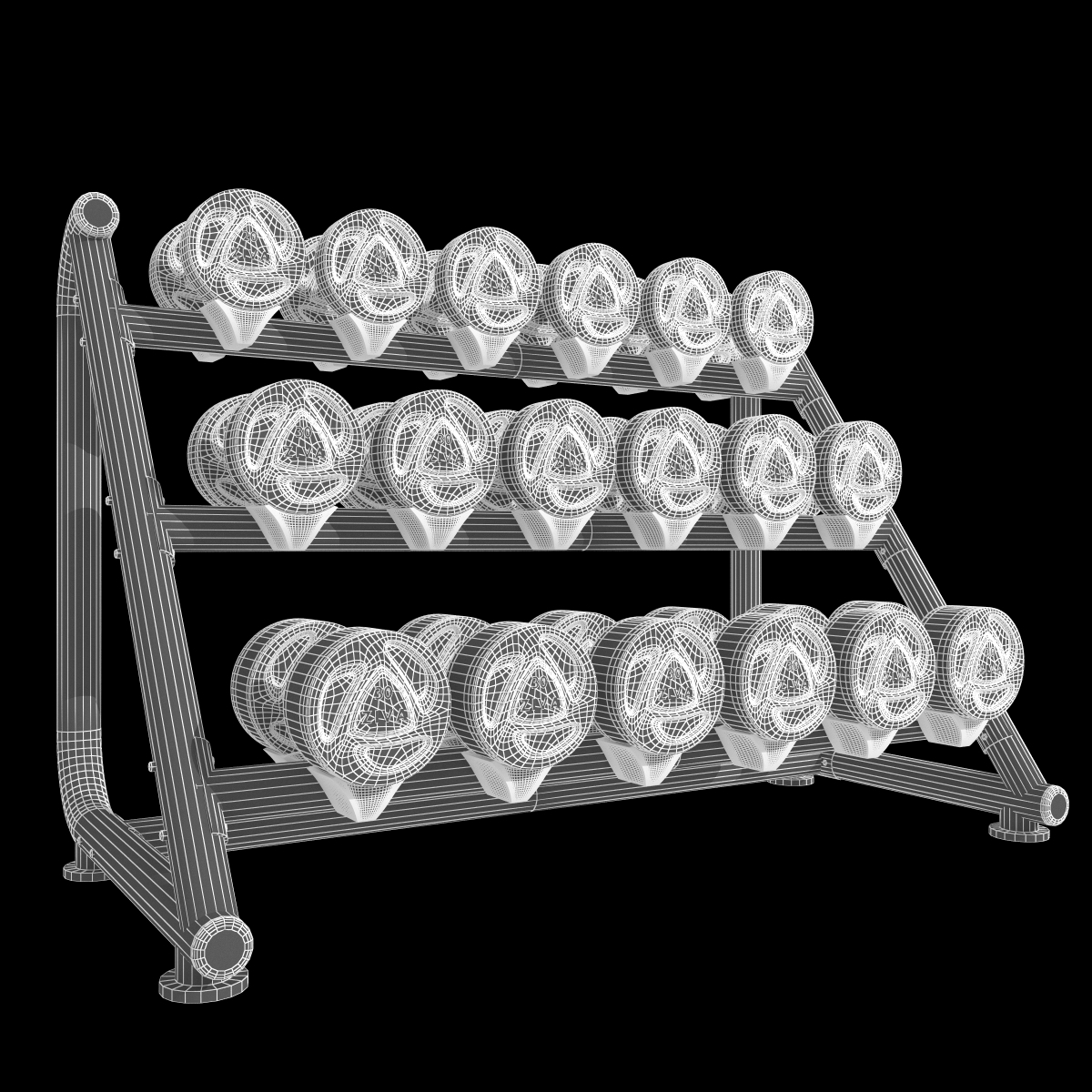 3d model dumbbell rack
