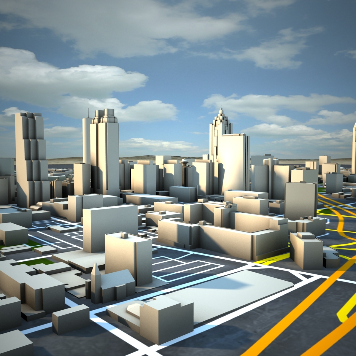 atlanta skyline 3d model