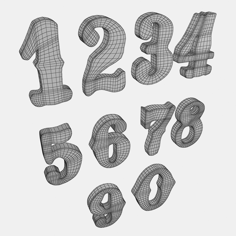 numbers 3d obj