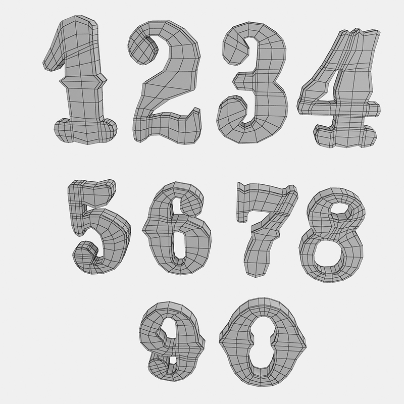 numbers 3d obj