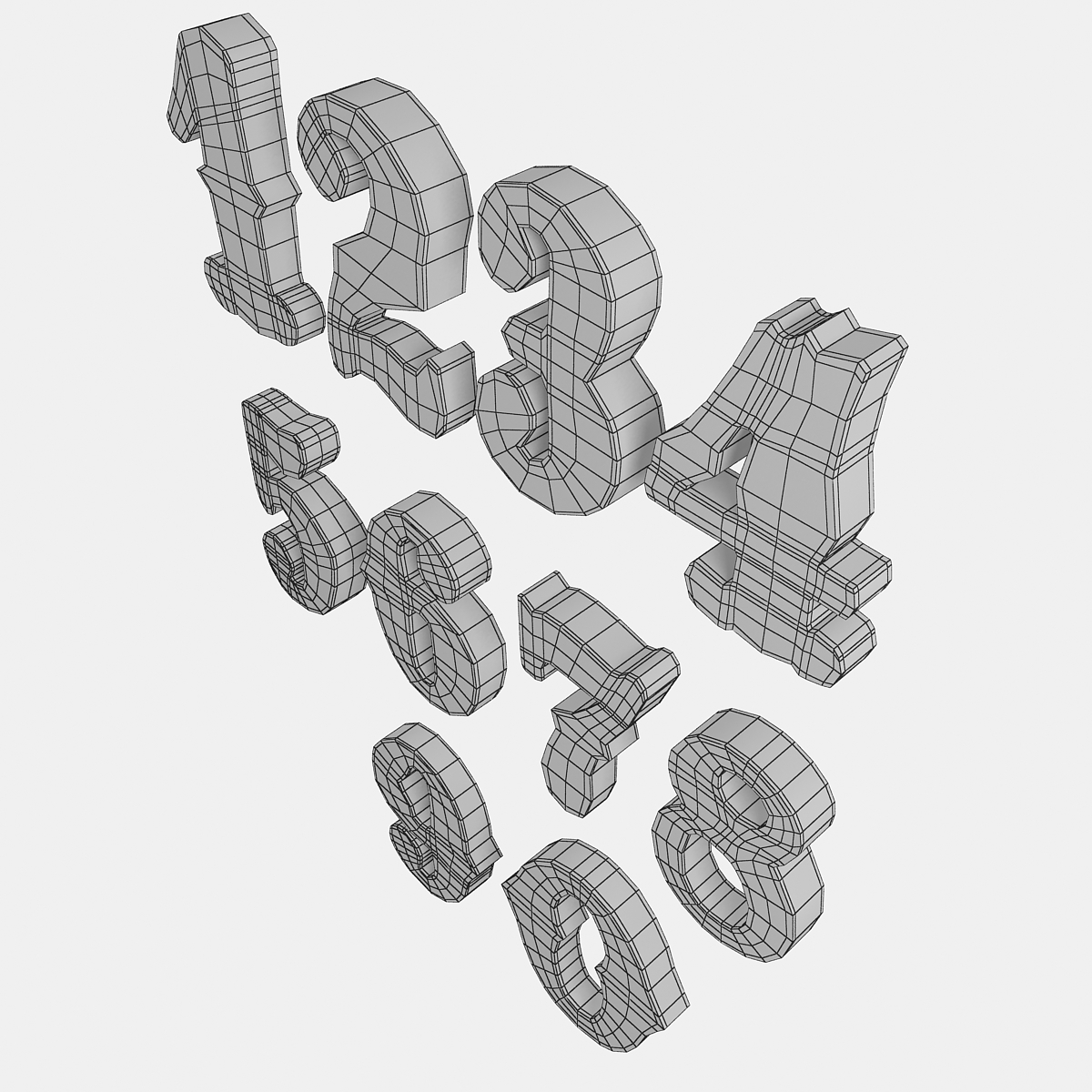numbers 3d obj