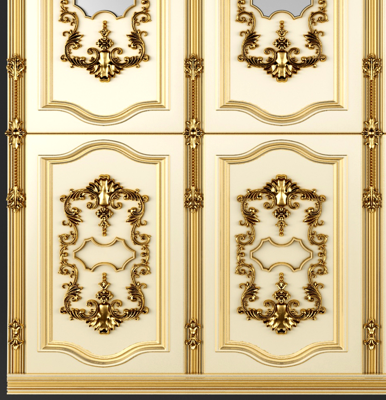 3d baroque boiserie panel