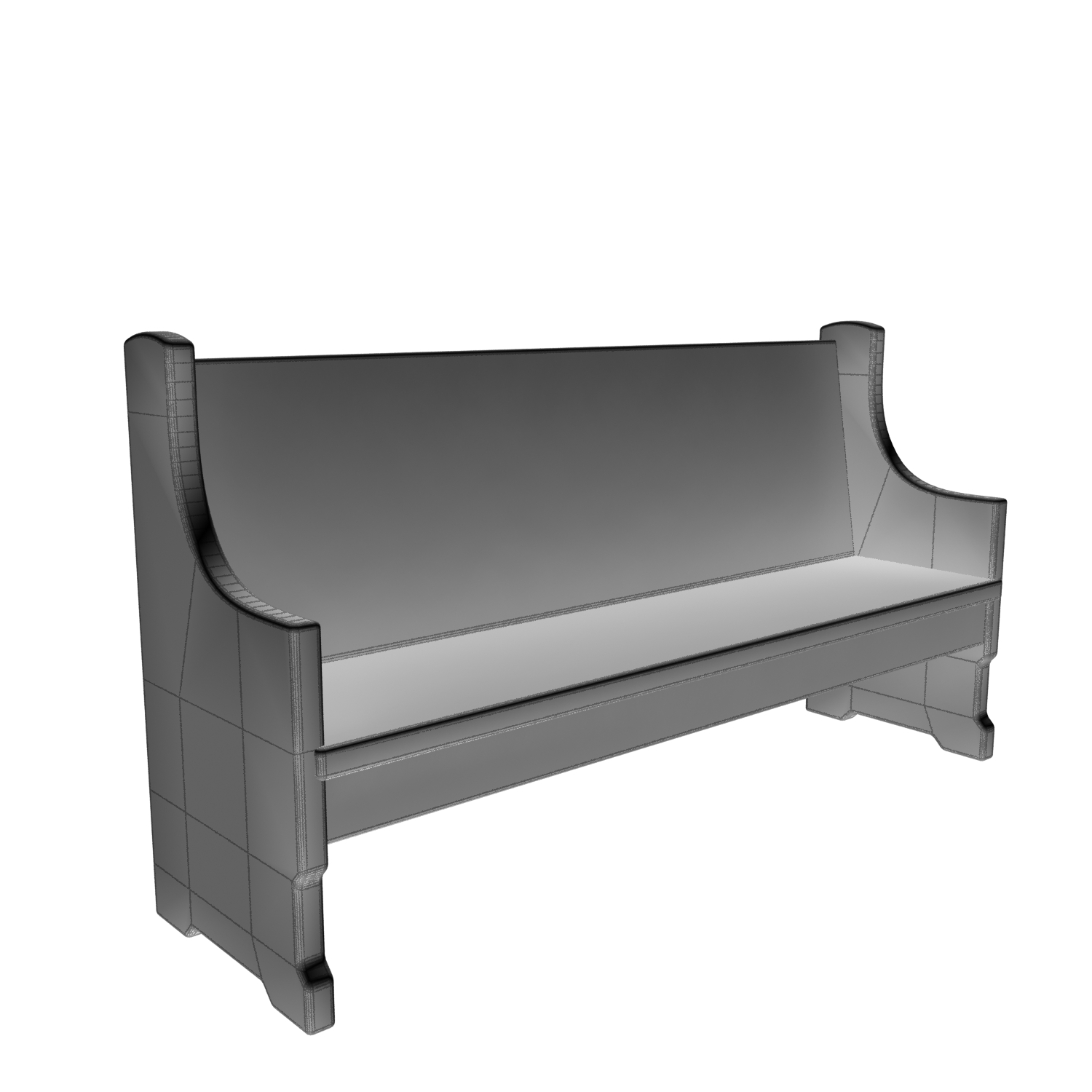 3d model church bench